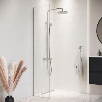 Badplaats Badplaats - Duschwand Florida 40 x 200cm Glas Duschabtrennung Chrom - Walk-I