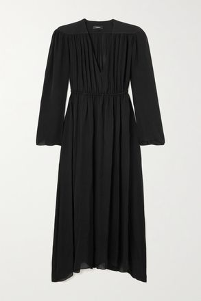 Wardrobe.NYC Maxikleid Aus Seiden-voile Mit Raffungen - Schwarz