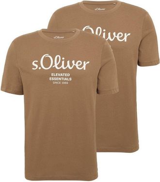 s.Oliver T-Shirt Casual mit Rundhals-Ausschnitt, kurzarm, Logo-Aufdruck im 2er Pack