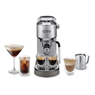 DeLonghi Dedica Duo - Perfetto Kompakte Siebtr&auml;germaschine Espressomaschine mit Soft-Touch-Icons, manuellem Milchaufsch&auml;umer f&uuml;r Espresso, Cappuccino und Cold 