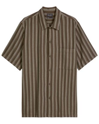 Marc O'Polo Strick-Kurzarmhemd mit Streifen und Brusttasche, Regular Fit in