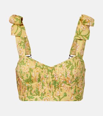 Poupette St Barth Crop top Carla en coton pliss&eacute; floral