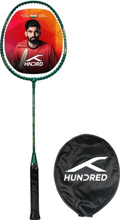 Hundred Powertek 200 PRO Badminton Racquet with Head Cover | Strung | Aluminium | For Intermediate Players | Weight: 95 grams | Maximum String Tension - 18-20
