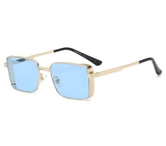Generic Lunettes De Soleil &Agrave; Monture Carr&eacute;e En M&eacute;tal For Hommes Et Femmes, Tendance Vacances Plein Air(Blue)