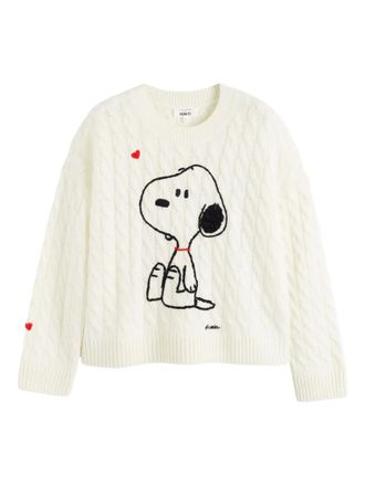 Chinti and Parker x Peanuts pull en maille torsadée à motif Snoopy - Tons neutres