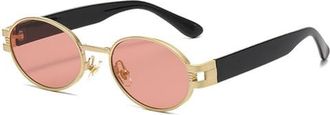 Generic Lunettes de soleil carrées pour femme rétro punk ovale en métal lunettes de soleil UV400, rose doré, taille unique 2026