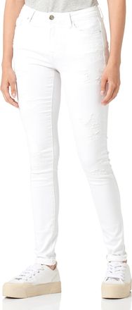 Only Damen Onlshape Reg Skinny Dest Rea940 Jeans, Ecru, 28W / 32L EU