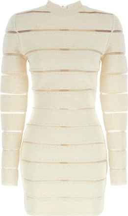 Balmain Femme, Robes, Blanc, Taille: 36 FR Mini-robe moulante avec empi&egrave;cements en maille