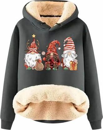 Generic Pull De Noel Femme Pull Noel Femme Sweat Noel Coupe Cool Confortable Hoodie Polaire Imprimé Capuchon Chaud Hiver Confortable