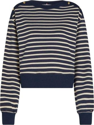 Tommy Hilfiger Sweatshirt f&uuml;r Damen, U-Boot-Ausschnitt, Regul&auml;r (Schwarz/Wei&szlig;)
