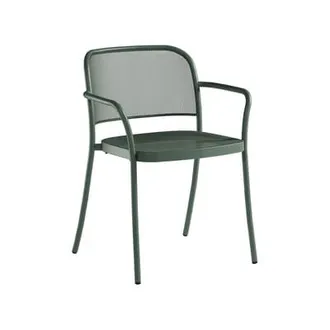 Emu Fauteuil empilable Café - Vert - Résille dacier - Designer Christophe Pillet