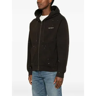 Carhartt Work in Progress Paint-Splatter Logo Hooded Sweatshirt - Brown