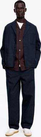 Arket Weite Hose Aus Baumwolle Und Leinen -Blau