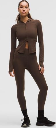 lululemon Wunder Train Crop Leggings mit hohem Bund f&uuml;r Frauen - 58 cm - Gr&ouml;&szlig;e 0 in Walnut Crunch