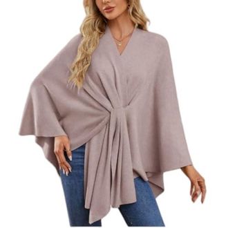 Generic Odnalnz &Eacute;l&eacute;gant ch&acirc;le doux ouvert sur le devant, couleur unie, ch&acirc;le crois&eacute; sur le devant pour femme, marron clair, taille unique