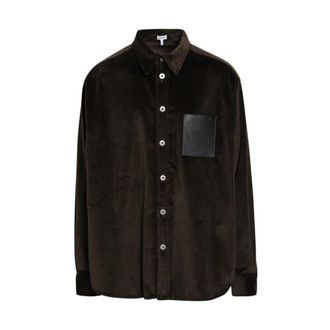 Loewe Corduroy-Hemd mit Leder-Tasche - - Shirts - Herren - Braun - XL