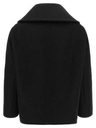 Balenciaga Asymmetrical Neck Virgin Wool Coat - Black