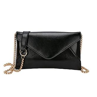 Generic Sacs &agrave; bandouli&egrave;re holographiques pour femme en cuir - Pochette tendance &agrave; rabat - Sac de soir&eacute;e &eacute;l&eacute;gant, Noir, Small