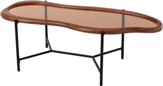 M&S Collection Table basse organique 118x48x40 cm en verre fum&eacute; et bois