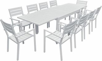 Happy Garden Happy Garden - Salon de jardin venezia extensible 132/264 en aluminium blanc - 10 places