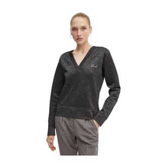 Karl Lagerfeld V-Ausschnitt Strickware - - Knitwear - Damen - Schwarzk - S