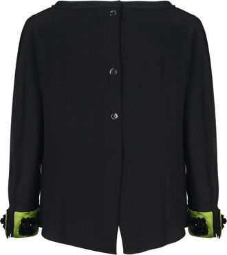 Prada blouse à poignets à ornements - Noir