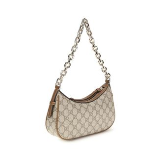 Gucci Womens Gg Emblem Shoulder Bag Beige Fabric