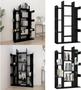 vidaXL Bücherregal Schwarz 86x25,5x140 cm Holzwerkstoff - BucheRegal - Schwarzes Bücherregal - Regal Schwarz - Wohnraum Möbel - Holzwerkstoff Regal - Home &