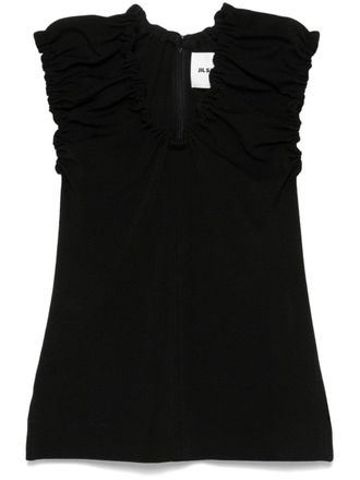 Jil Sander blouse &agrave; design fronc&eacute; - Noir