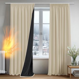 Deconovo 100% Verdunklungsvorh&auml;nge Blickdicht Vorh&auml;nge mit kr&auml;uselband Gardinen Wohnzimmer Vorhang Verdunkelung Thermovorh&auml;nge gegen Hitze W&auml;rmeisolierend, H20