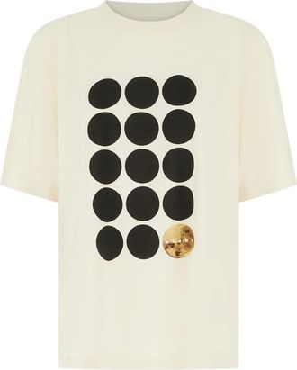 Marni Planet Print T-Shirt - - Tops - Herren - Beige - M