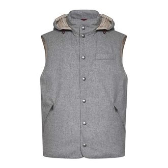 Brunello Cucinelli Bonded Wool Flannel Down Vest - - Jackets - Herren - Grau - XL