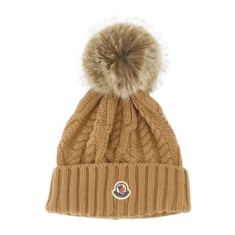 Moncler Kaschmir Pom Pom Beige M&uuml;tze - - Accessories - Damen - Beige - ONE SIZE