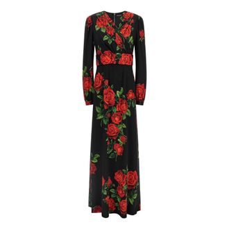Dolce & Gabbana Rosenprint-Charmeuse-Maxikleid - - Dresses - Damen - Mehrfarbig - 3XL