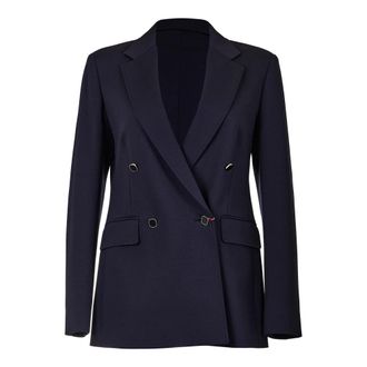 Max Mara Milano-Strick Double-Breasted Jersey Blazer - - Jackets - Damen - Blau - L