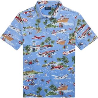 Polo Ralph Lauren Homme, Tops, Bleu, Taille: L Surf Bear Linen Cotton Polo