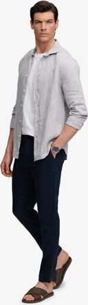 Superdry Merchant - Pantalon en lin m&eacute;lang&eacute; - Bleu marine &eacute;clipse