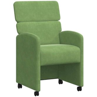 vidaXL Esszimmerst&uuml;hle mit Rollen 2 pcs Hellgr&uuml;n 58 x 65 x 98 cm Samt vidaXL