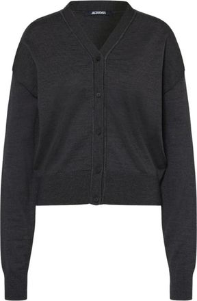 Jacquemus Femme, Pulls, Gris, Taille: 38 FR Cardigan Brodé Gris Foncé