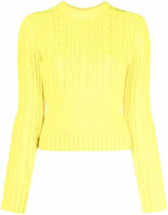Philosophy di Lorenzo Serafini Femme, Pulls, Jaune, Taille: 40 FR Maglione Lana Trecce