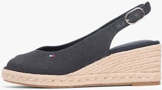 Tommy Hilfiger Hemp - Espadrilles in Schwarz mit Keilabsatz und Fersenriemen