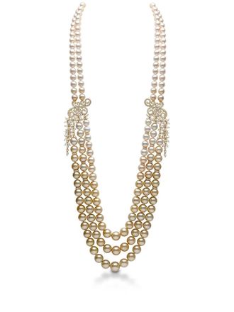 Yoko London collier Ombr&eacute; en or 18ct &agrave; perles serti de diamants