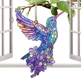 Generico Dekoratives Paneel Regenbogen für Garten, Küche, Wohnzimmer und Balkon | Kolibri Sonnenfänger, dekoratives Bild exotische Blumen zum Aufhängen an der 