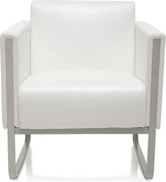 hjh OFFICE Lounge-Sofa 1-Sitzer Aruba Kunstleder Polstersofa Couch modern mit Metallgestell, 78 x 67 x 71 cm, Wei&szlig;