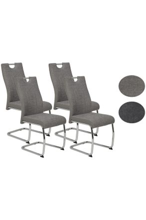 MID.YOU Mid.you Schwingstuhl-Set, Grau, Metall, Textil, U-Form, 43x98x59 cm, mit Griff, Esszimmer, St&uuml;hle, Esszimmerst&uuml;hle, Schwingst&uuml;hle