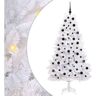 vidaXL K&uuml;nstlicher klappbarer Weihnachtsbaum Wei&szlig; 180 cm PVC und Stahl vidaXL