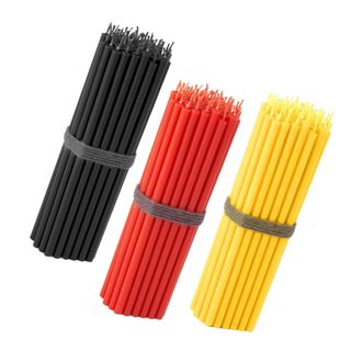 NKlaus 150x Stabkerzen Set 16 cm - d&uuml;nne bunt Kerzen in Schwarz, Rot und Gelb - tropffrei & ru&szlig;frei, perfekt f&uuml;r Feste, Events, Partys & Dekoration 40753