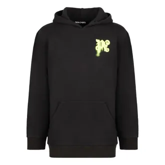 Palm Angels Homme, Sweatshirts et sweats &agrave; capuche, Noir, Taille: M Sweat &agrave; Capuche en Coton avec Imprim&eacute; au Dos