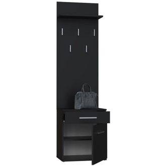 Topeshop Kleiderb&uuml;gel + Schuhschrank Duo Schwarz 180x50x35 cm Flur Flur f&uuml;r Zuhause f&uuml;r B&uuml;ro