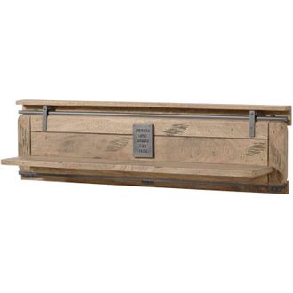 Massivmoebel24 tag&egrave;re murale en bois de manguier 180x25x38, vernis beige, railway 391